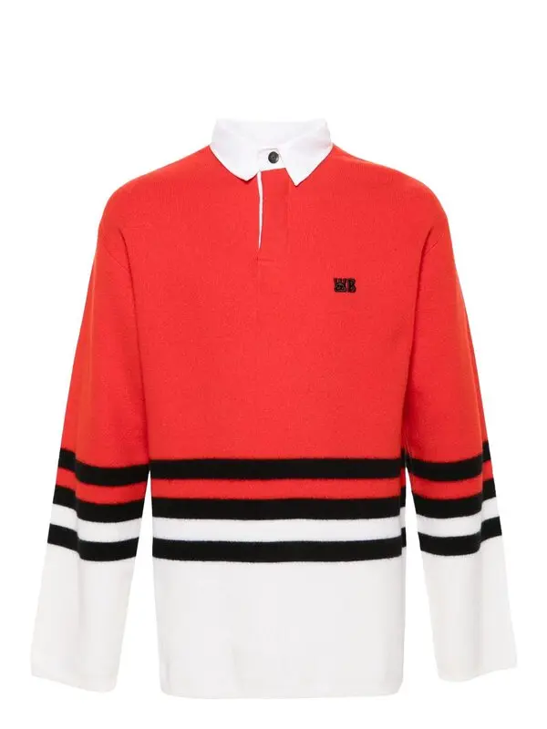 WALES BONNER Cypher Polo Sweater - Red
