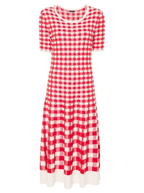 JOSEPH Gingham-jacquard Midi Dress - Red