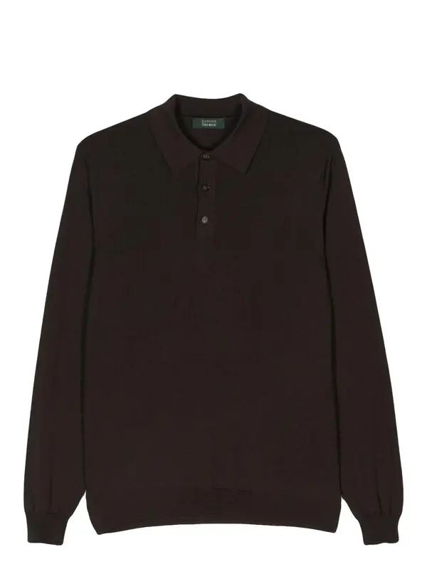 ZANONE Fine-knit Polo Shirt - Brown