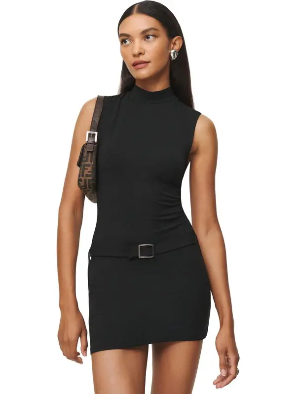 REFORMATION Jemma Knit Mini Dress - Black