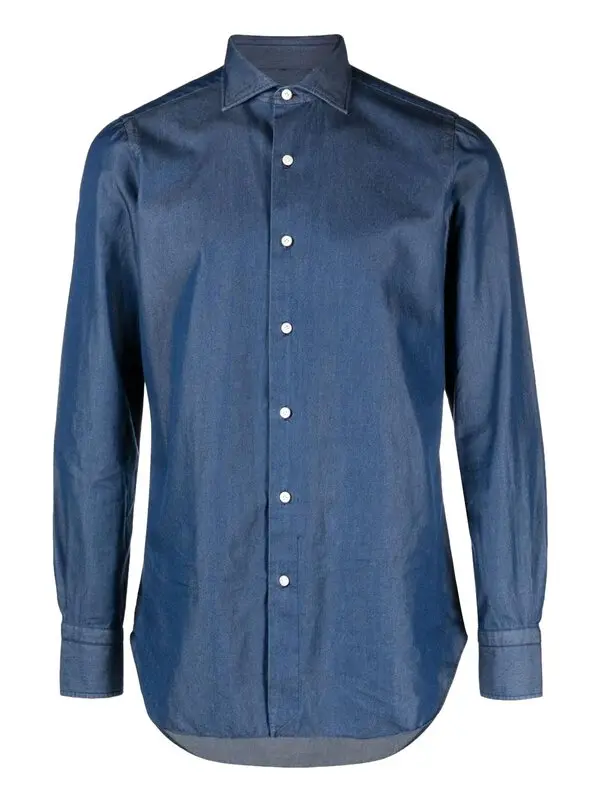 FINAMORE 1925 Napoli Cotton Shirt - Blue