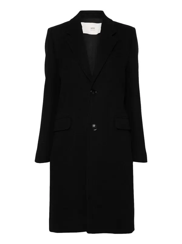 Ami Wool Single-breasted Coat - Black