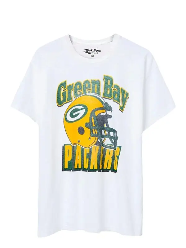 Junk Food Clothing Nfl Green Bay Packers Throwback Helmet Flea Market Tee - White