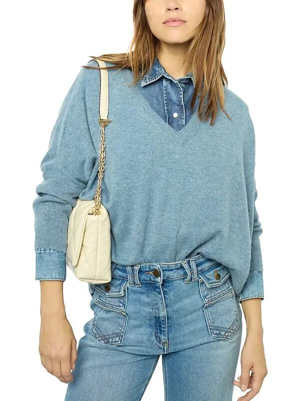 Gerard Darel Jourdan Cashmere V-neck Sweater - Indigo