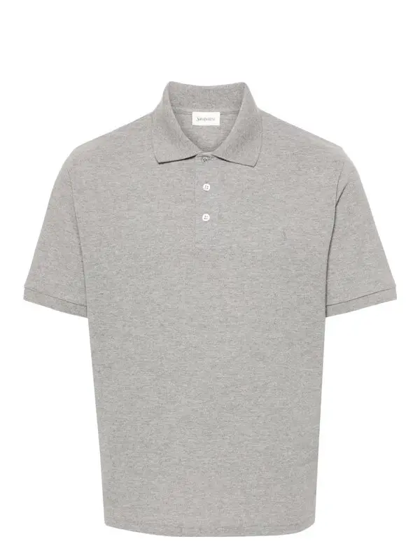Saint Laurent Piqué-weave Polo Shirt - Grey
