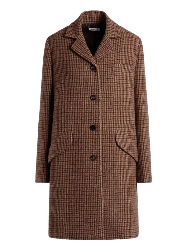 Bally Checked Virgin Wool Coat - Brown