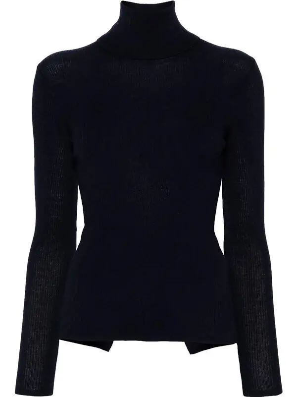 P.a.r.o.s.h Leila Ribbed-knit Turtleneck Jumper - Blue