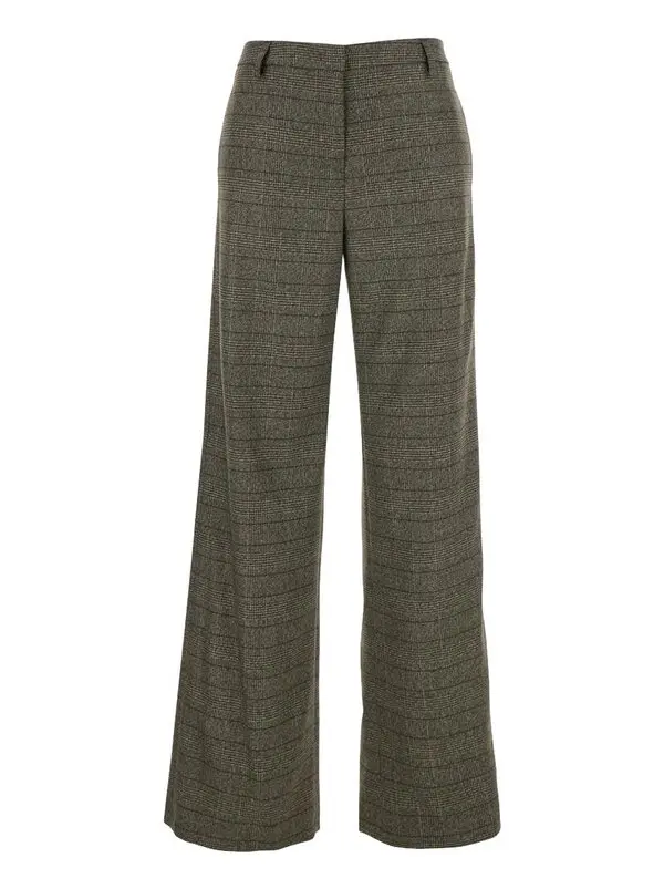 PLAIN Striped Wool Trousers - Brown
