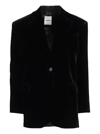 Sandro Single-breasted Velvet Blazer - Black