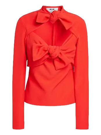 MSGM Bow Blouse - Tomato Red