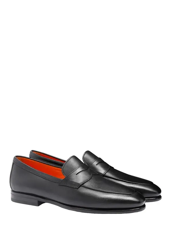 Santoni Carlos Penny Loafer - Black-n01