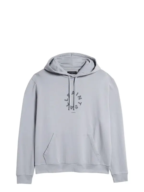 ALLSAINTS Tierra Logo Cotton French Terry Graphic Hoodie - Gunmetal Grey