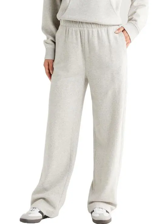Zella Cloud Fleece Straight Leg Track Pants - Grey Light Heather