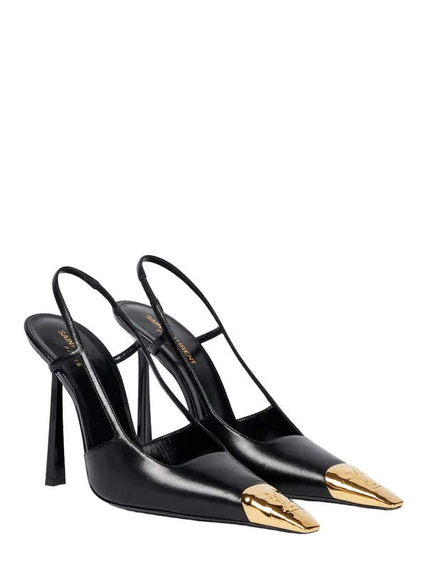 Saint Laurent Jeanne 110 Leather Slingback Pumps - Black