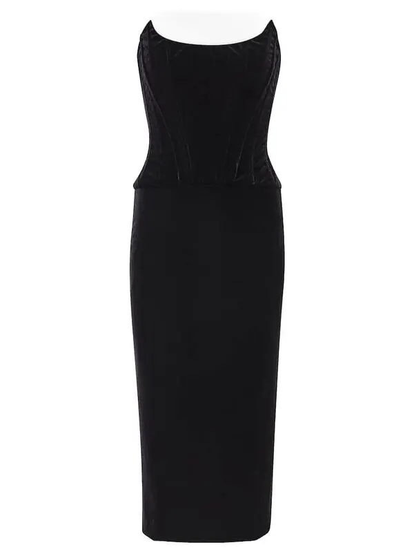 Dolce & Gabbana Velvet Bustier Dress - Black