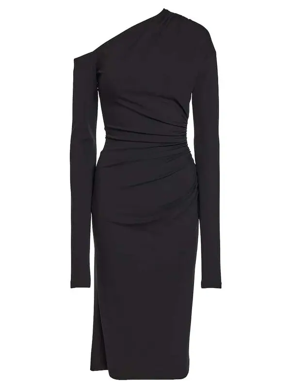 Dolce & Gabbana Draped Jersey Midi Dress - Black