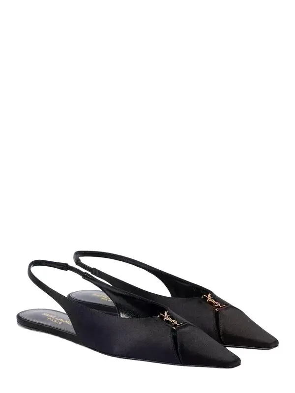 Saint Laurent Babylone Crêpe Slingback Flats - Black
