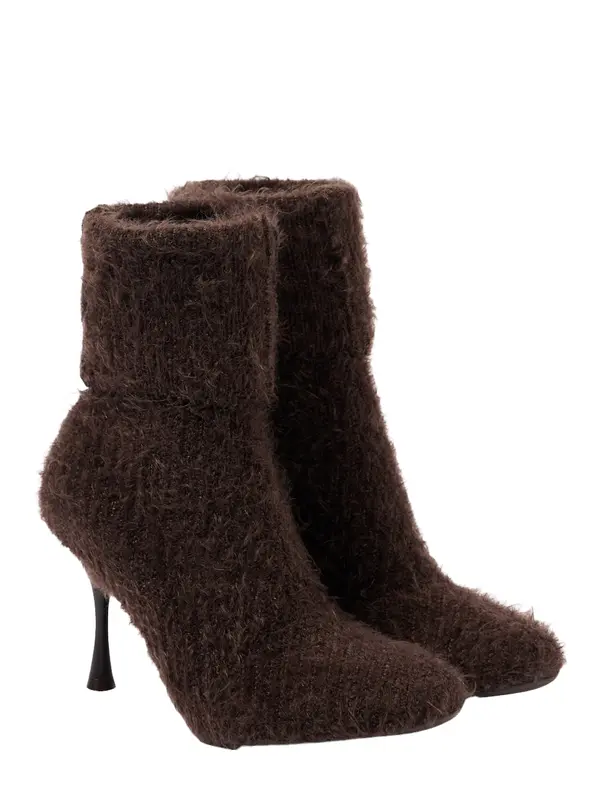 GIANVITO ROSSI Finny 85 Knitted Sock Boots - Brown