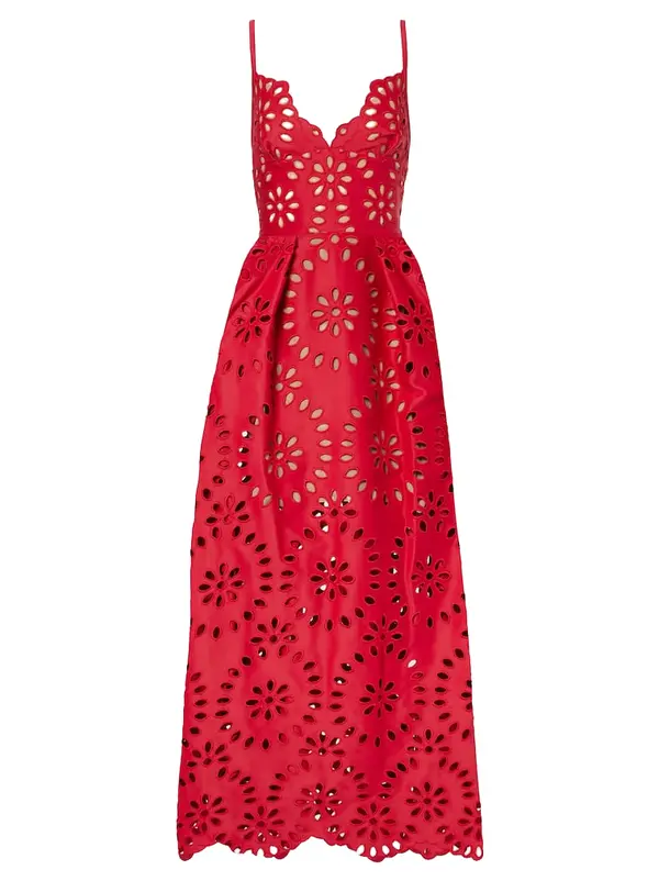 Elie Saab Floral Embroidered Gown - Red