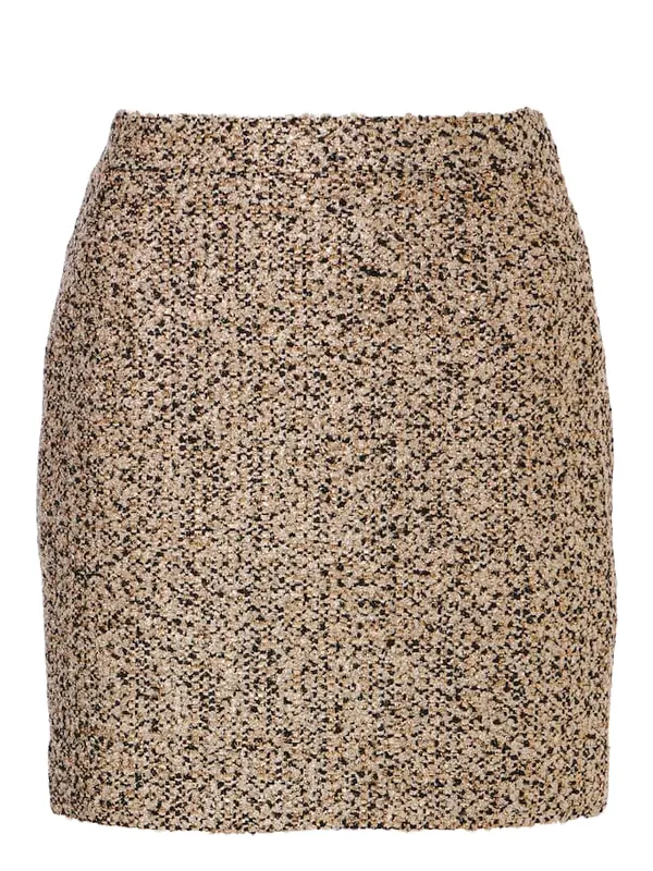 Alessandra Rich Lamé Tweed Miniskirt - Gold