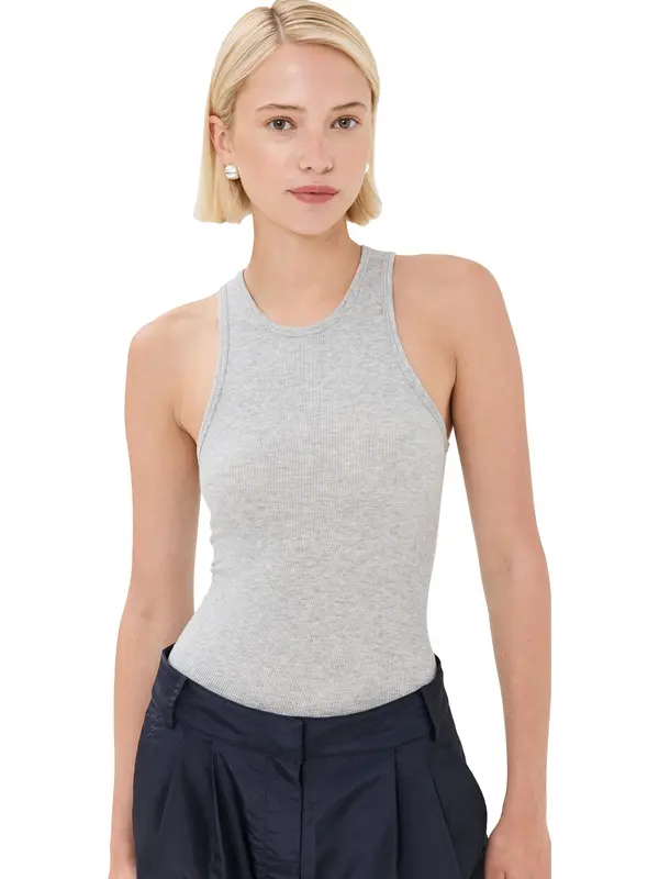 Tibi Circular Fine Rib Tank - Heather Grey