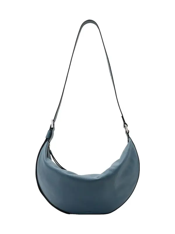 ALLSAINTS Half Moon Leather Shoulder Bag - Steel Blue