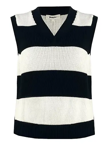 RO&ZO Striped Cotton-knit Vest - Mono