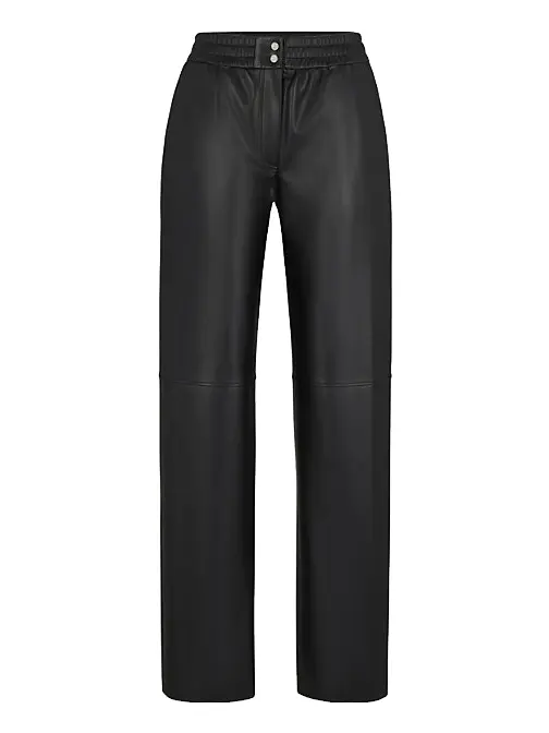 Hugo High-rise Faux-leather Trousers - Black