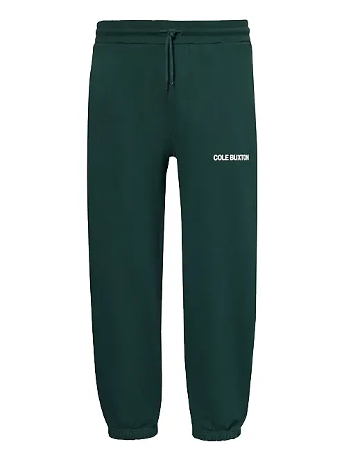 COLE BUXTON Sportswear Brand-print Tapered-leg Regular-fit Cotton-jersey Jogging Bottoms - Forest Green