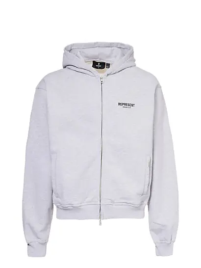 REPRESENT Owners Club Brand-print Relaxed-fit Hoody - Ash Grey/black