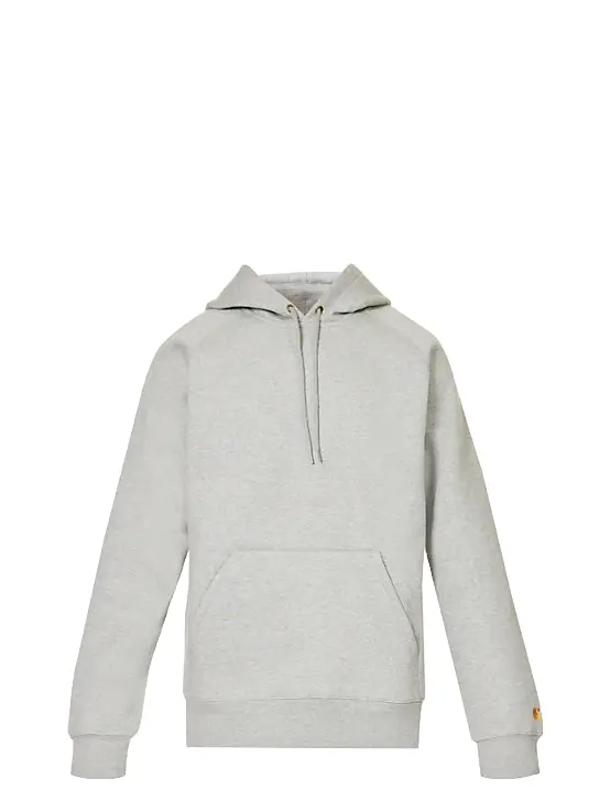 Carhartt Work In Progress Chase Brand-embroidered Cotton-blend Hoody - Grey Heather Gold
