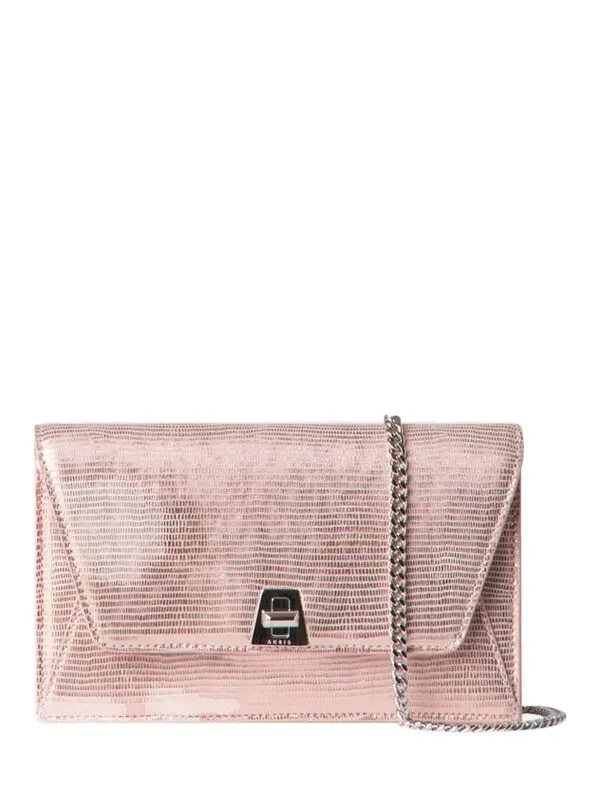 Akris Anouk Lizard-print Clutch Bag With Chain - 216 Pale Rose Met