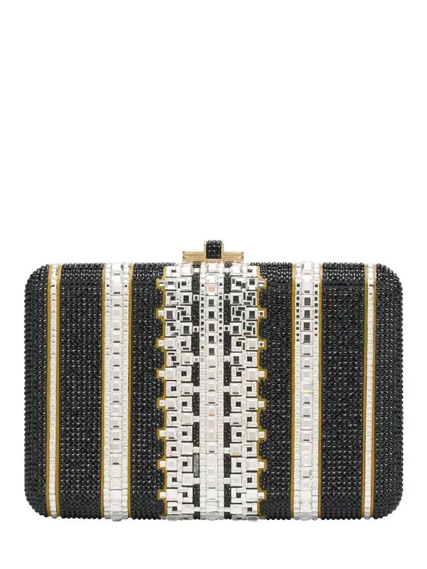 Judith Leiber Lattice Crystal Clutch Bag - Champagne Jet Multi