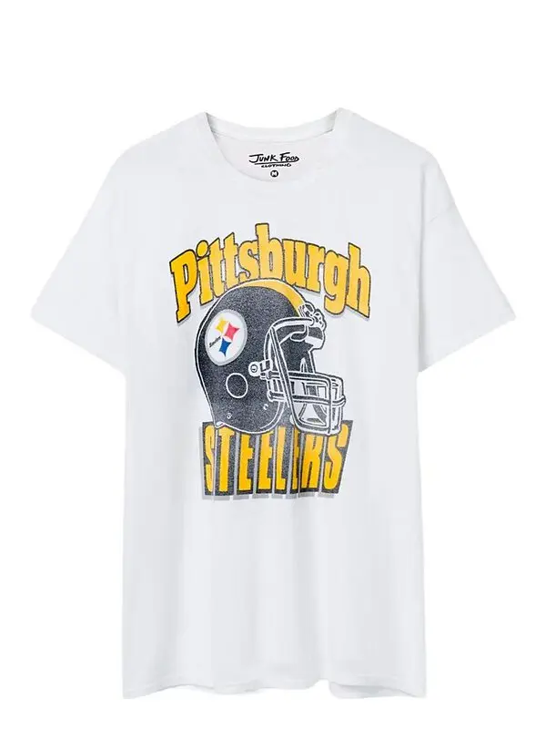 Junk Food Clothing Pittsburgh Steelers Throwback Helmet T-shirt - White