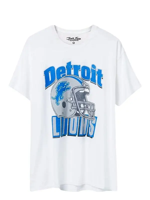 Junk Food Clothing Nfl Detroit Lions Throwback Helmet Tee - White