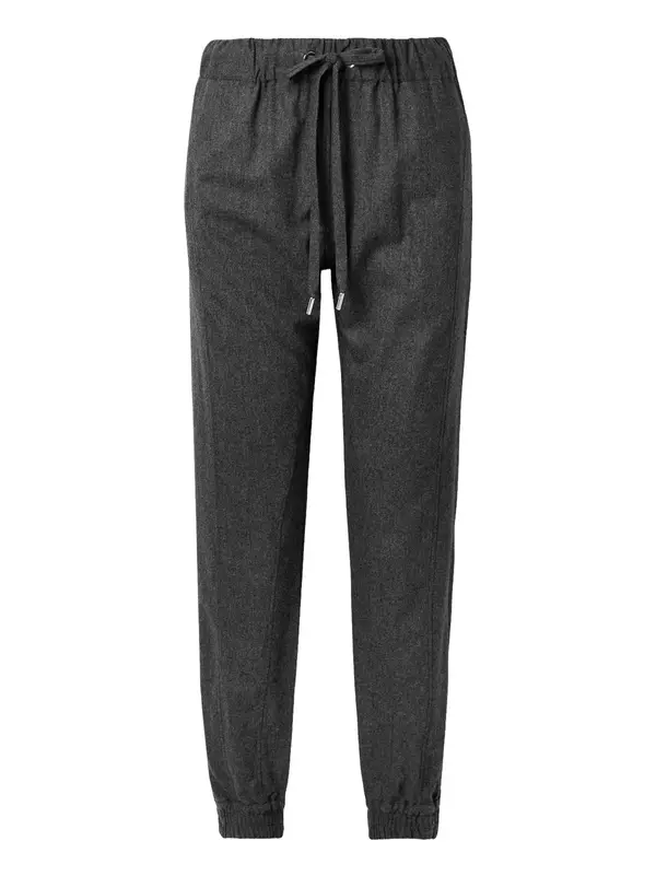Unknown Valentina Stretch-wool And Cashmere-blend Tapered Track Pants - Gray