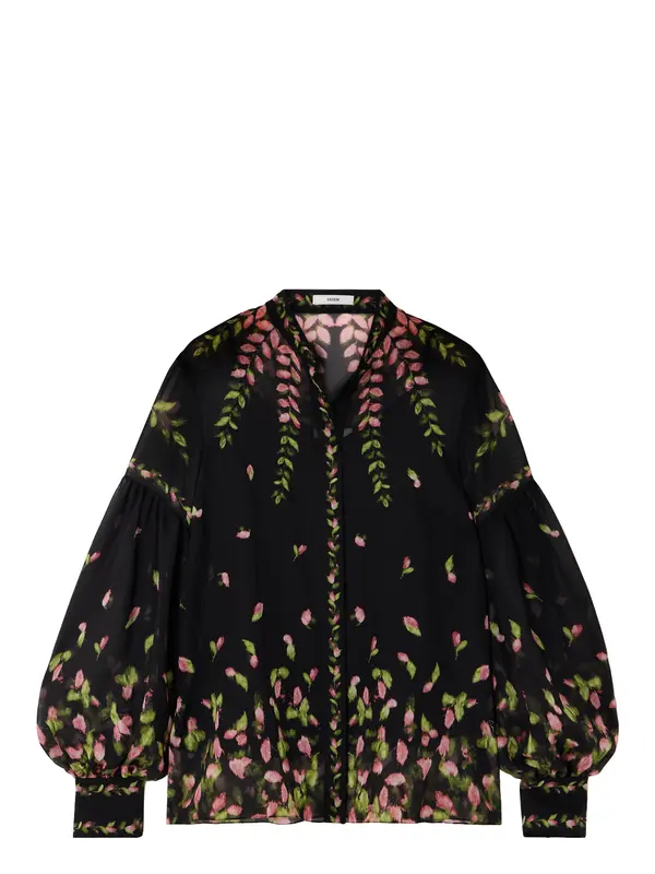 Erdem Print Silk-chiffon Blouse - Black