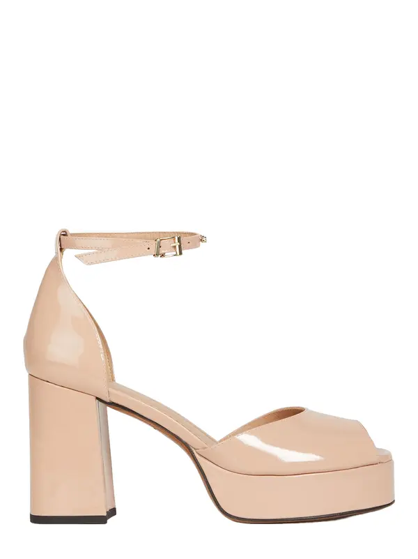 Maje Crystal-embellished Patent-leather Platform Sandals - Blush