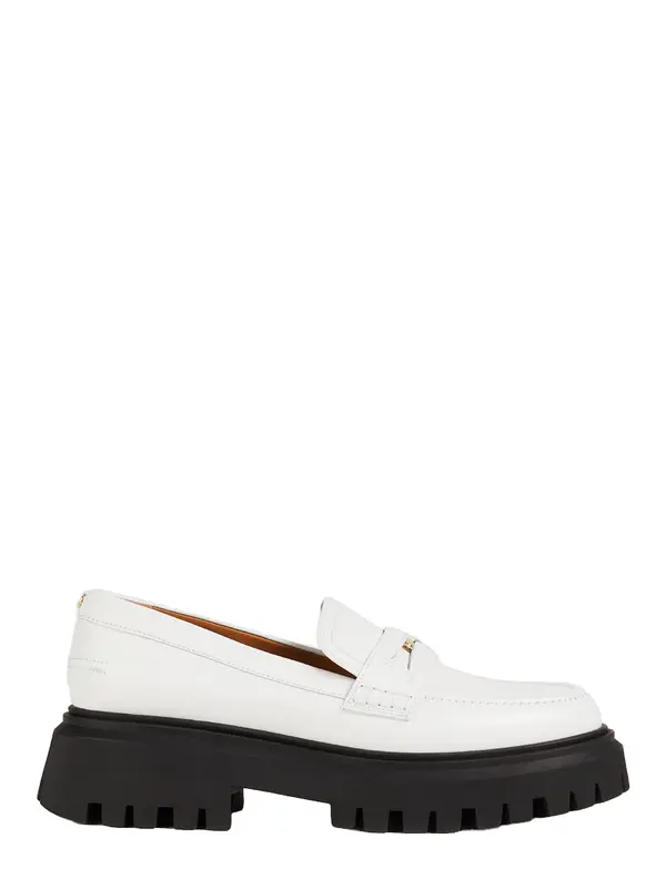 Maje Leather Platform Loafers - White