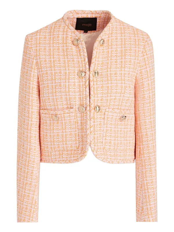 Maje Cropped Tweed Jacket - Orange