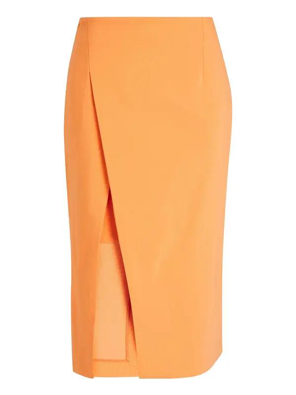 Maje Wrap-effect Cotton-blend Skirt - Orange