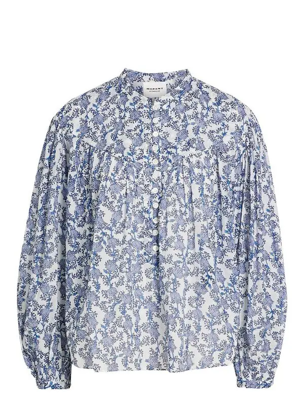 MARANT ETOILE Salika Floral-print Cotton-voile Blouse - Royal Blue