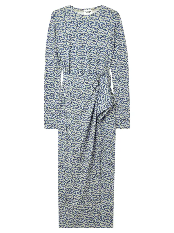 MARANT ETOILE Lisy Draped Printed Midi Dress - Blue