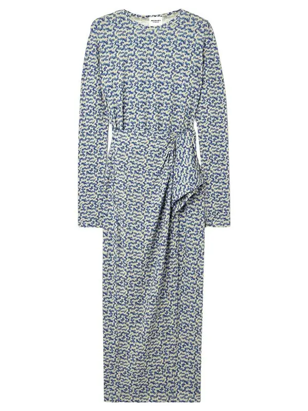 MARANT ETOILE Lisy Draped Printed Midi Dress - Blue