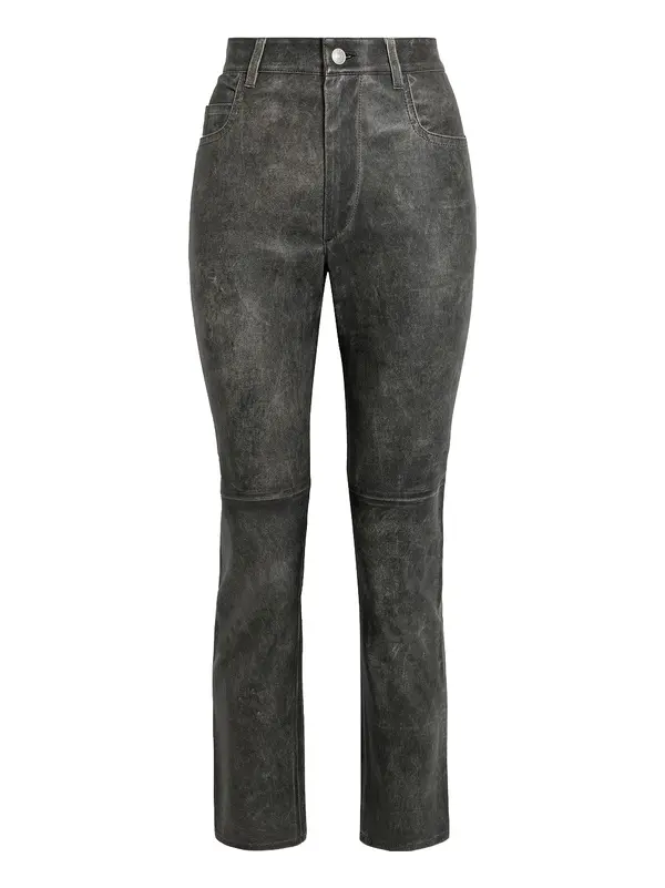 MARANT ETOILE Faded Leather Straight-leg Pants - Anthracite