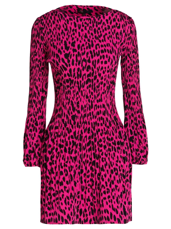 Maje Leopard-print Plissé Mini Dress - Fuchsia