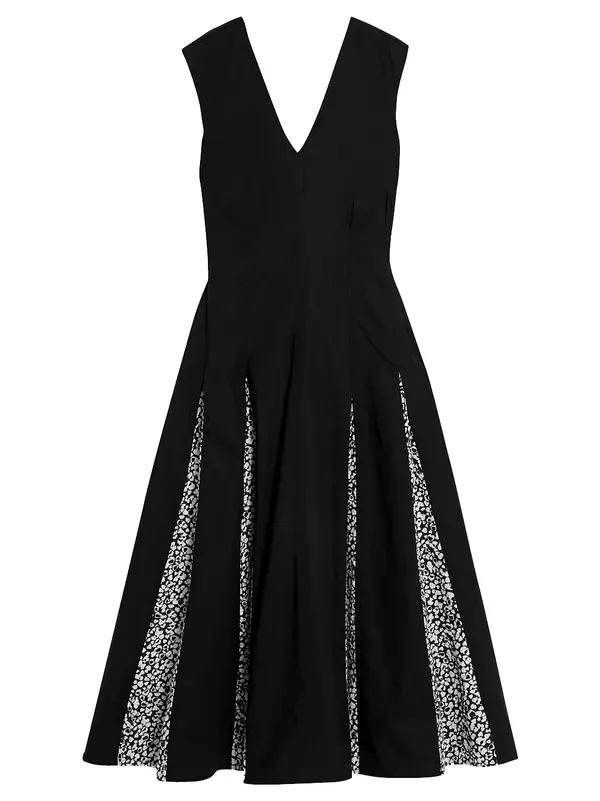 Derek Lam 10 Crosby Ella Printed Cotton-poplin Midi Dress - Black