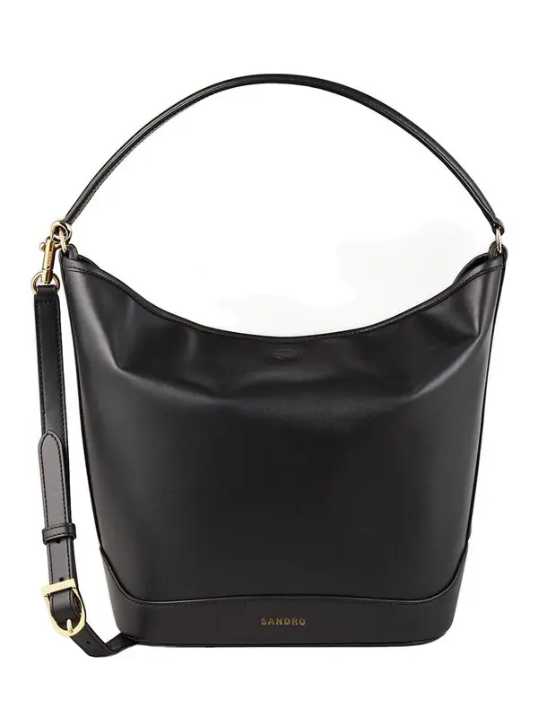 Sandro Leather Bucket Bag - Black