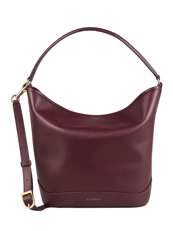 Sandro Leather Bucket Bag - Burgundy