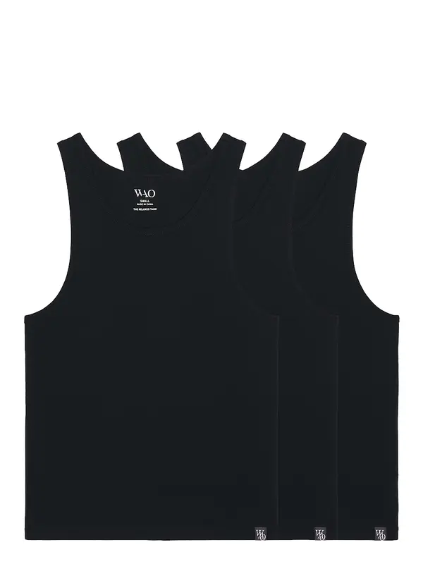 WAO The Relaxed Tank 3 Pack - Black